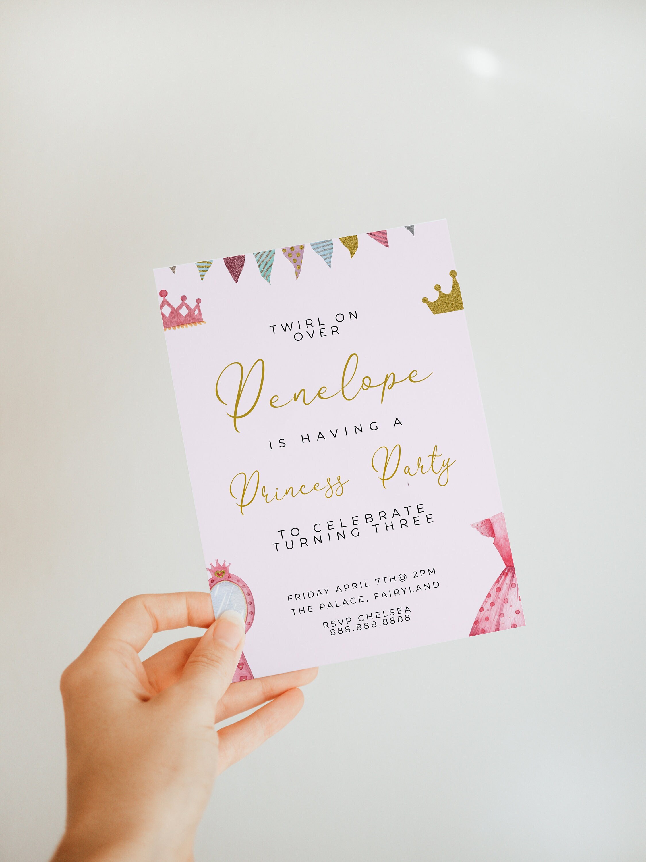 Editable Girls Princess Birthday Invitation Princess Party | Etsy