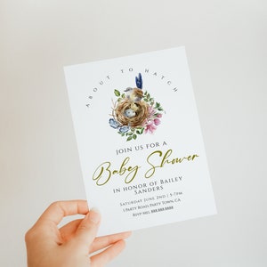 Bird Nest Baby Shower Invite about to Hatch Baby Shower Invitation ...