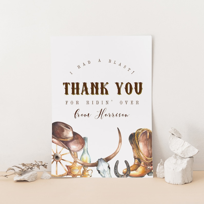 Cowboy Thank You Card Western Thank You Card 3.5x5 - Etsy