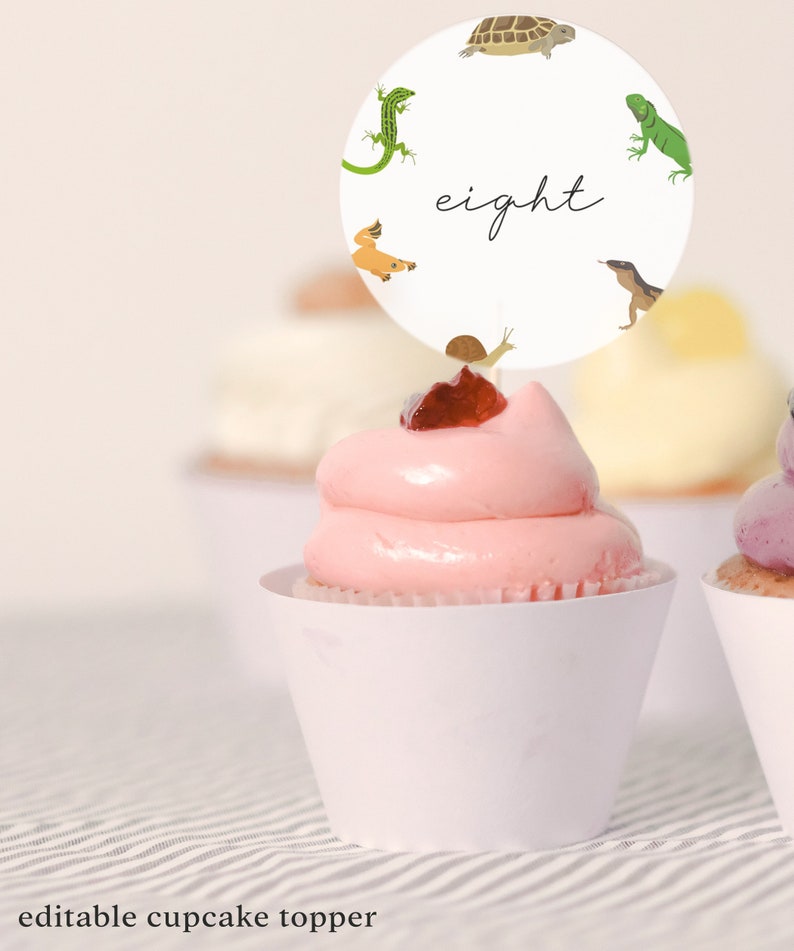 Reptile Cupcake Toppers - Reptile Party Supplies, Reptile Cake Toppers ...
