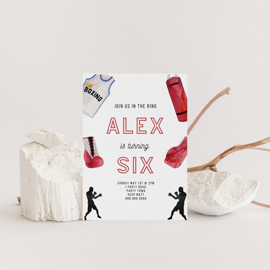 Boxing Invitation - Boxing Birthday Party Invitation, Boxing Party ...