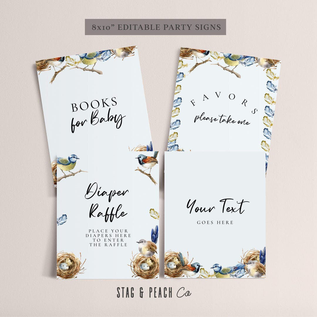 Bird Nest Baby Shower Games Signs -bird Theme Baby Shower Printables ...