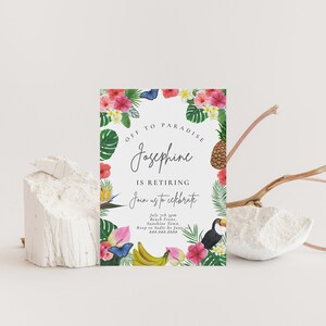Tropical Retirement Party Invitation - Travel Theme Retirement, Beach ...