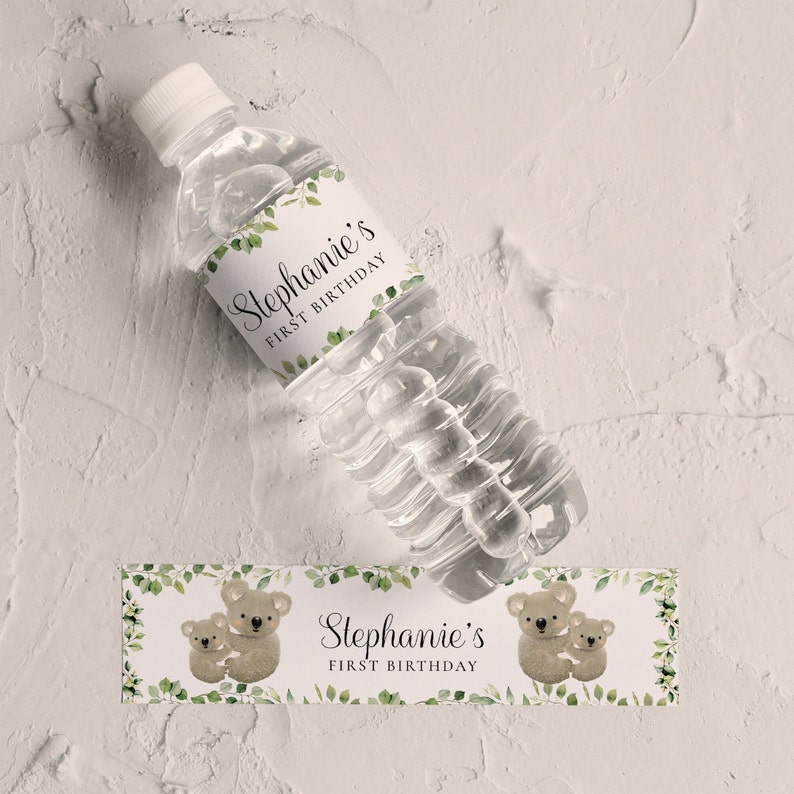 Koala Party Water Bottle Labels Koala Party Favors Koala - Etsy