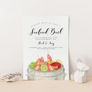 Seafood Boil Party Invitation - Crawfish Boil Invitation, Seafood Party ...