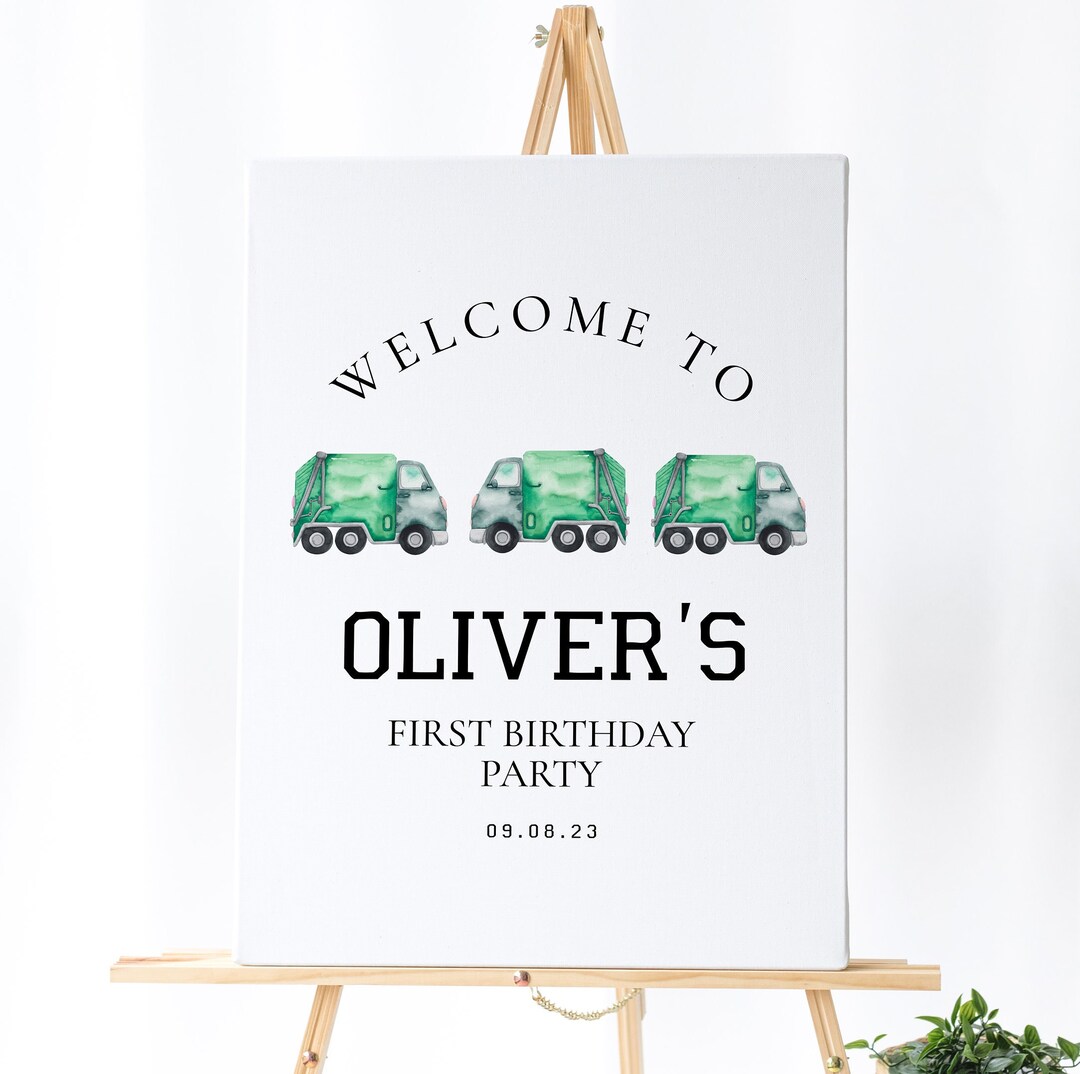 Garbage Truck Birthday Party Decorations - Truck Welcome Sign, Garbage ...
