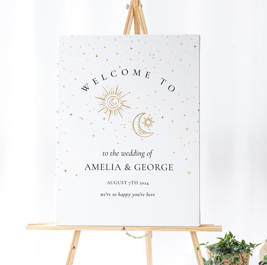 Celestial Wedding Sign - Moon Wedding Decor, Stars Wedding Welcome Sign ...