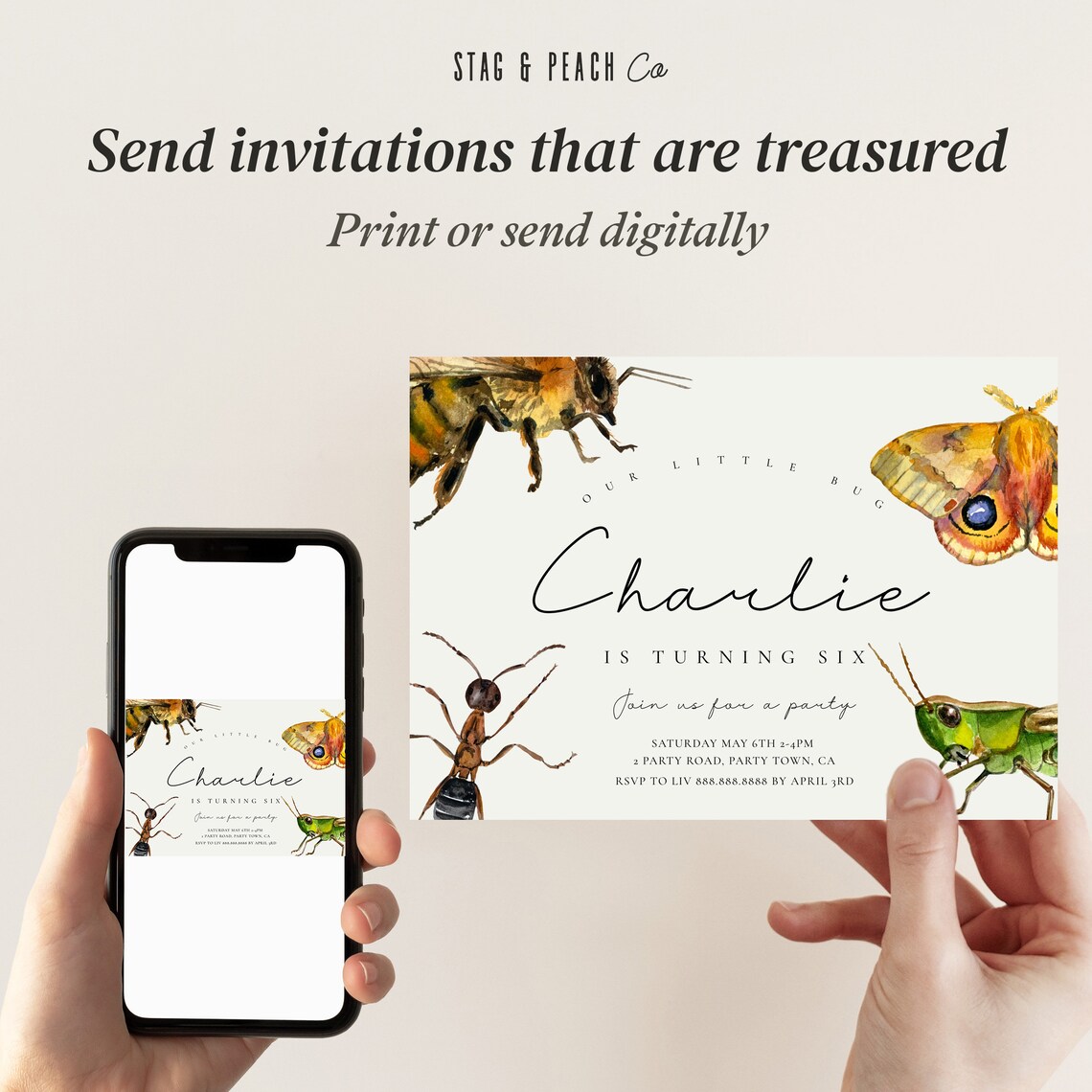 Bug Invitation Bug Birthday Party Invite Template Bug - Etsy