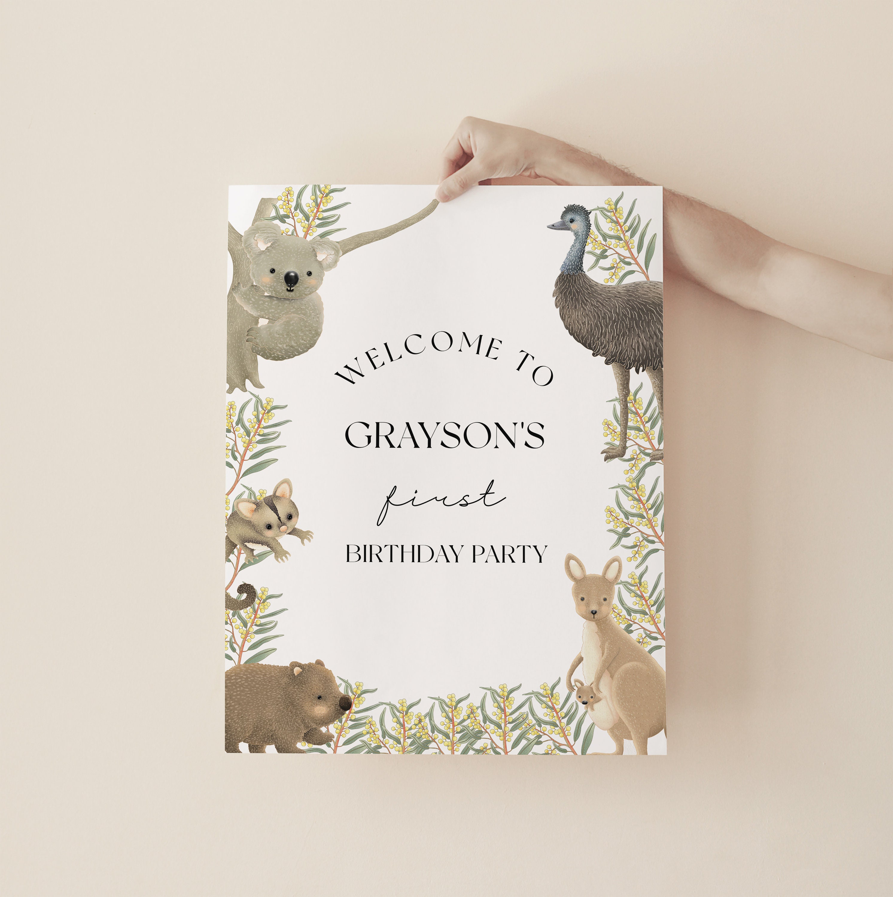 Australian Animal Birthday Welcome Sign - Australia Birthday, Koala ...