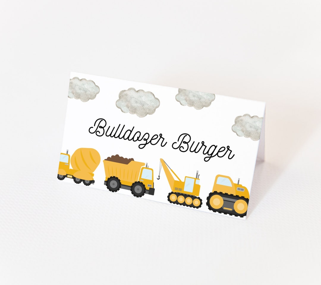 Editable Construction Birthday Party Food Tent Labels - Construction ...