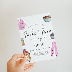 Pancakes Invitation - Pajamas Invite, Brunch Invite, Pancake Birthday ...