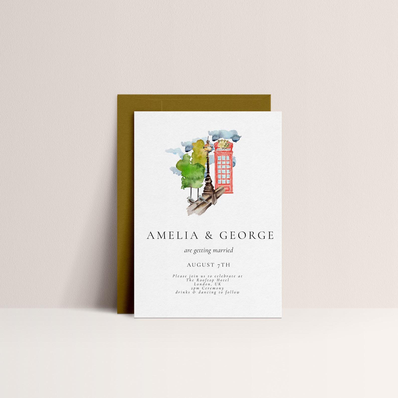 London Wedding Invitation - London Theme Wedding Invitation Template ...