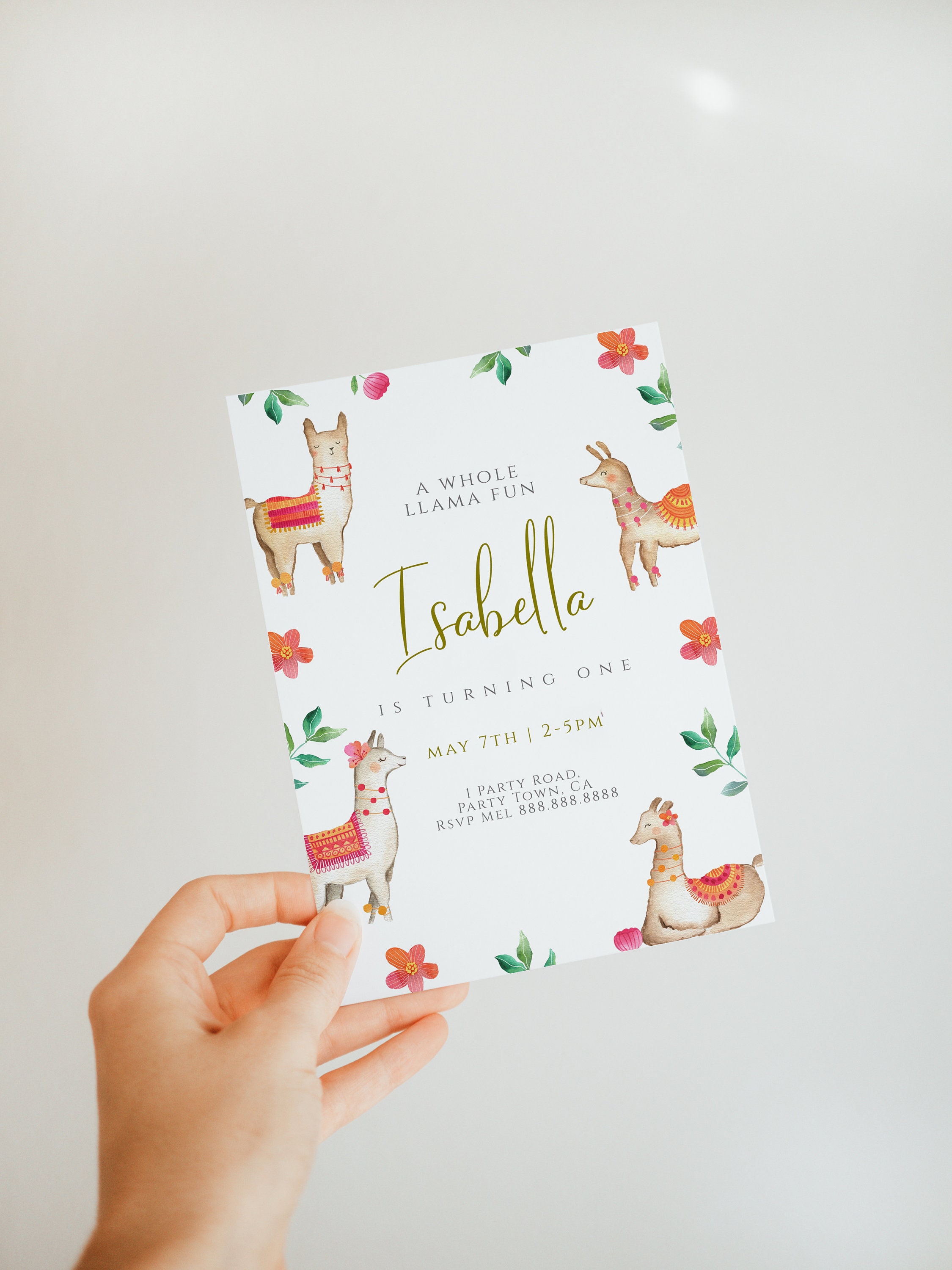 Llama Birthday Invite - Llama Invitation, Whole Llama Fun Template ...