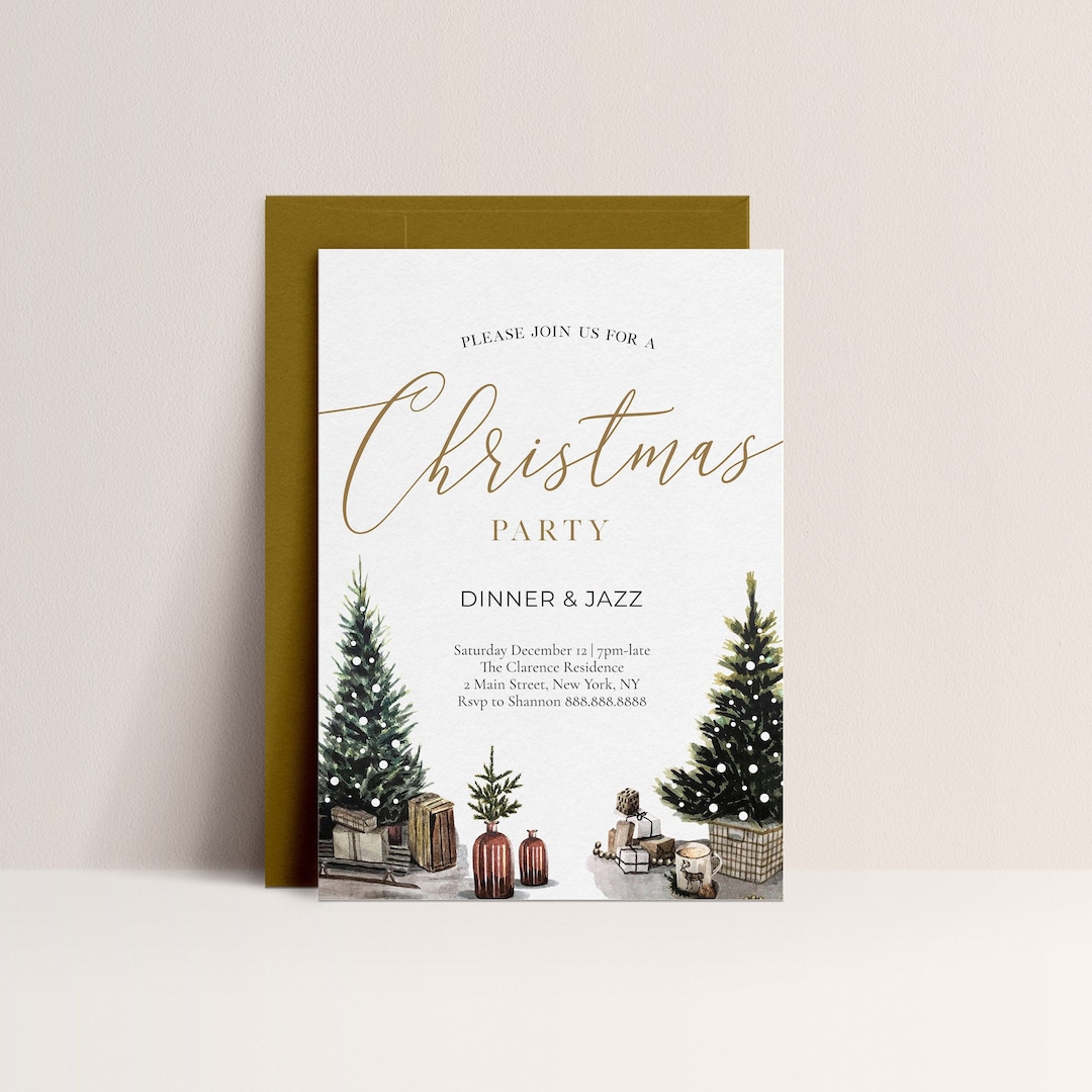 Christmas Trees Party Invitation - Christmas Party Invitation Trees ...