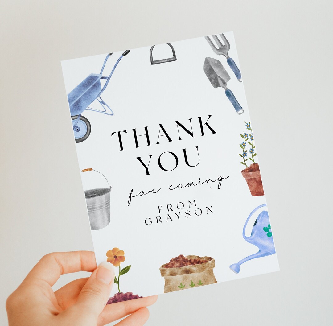 Gardening Birthday Thank You Card - Gardening Party, Farmers Market ...