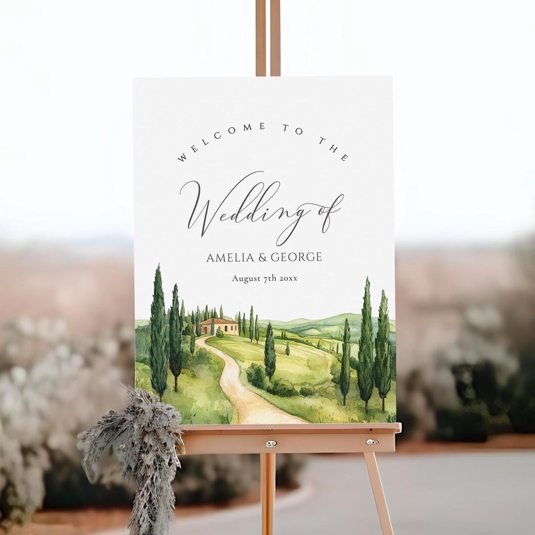 Tuscany Wedding Sign -florence Welcome Board Template, Vineyard Welcome ...