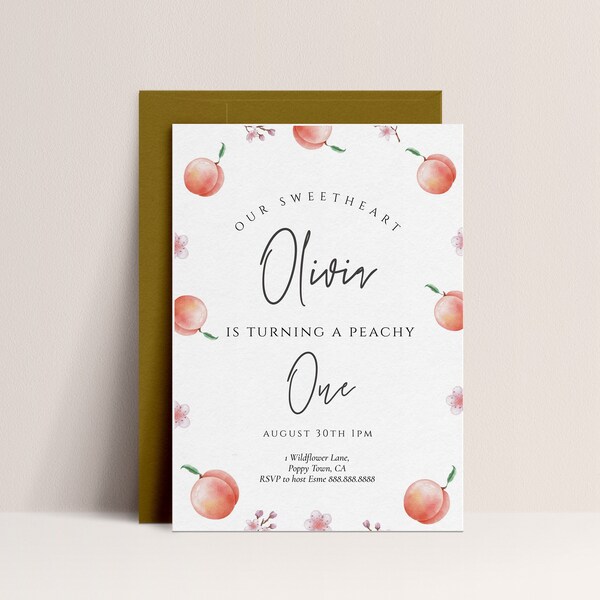 Peach Invitation - Etsy