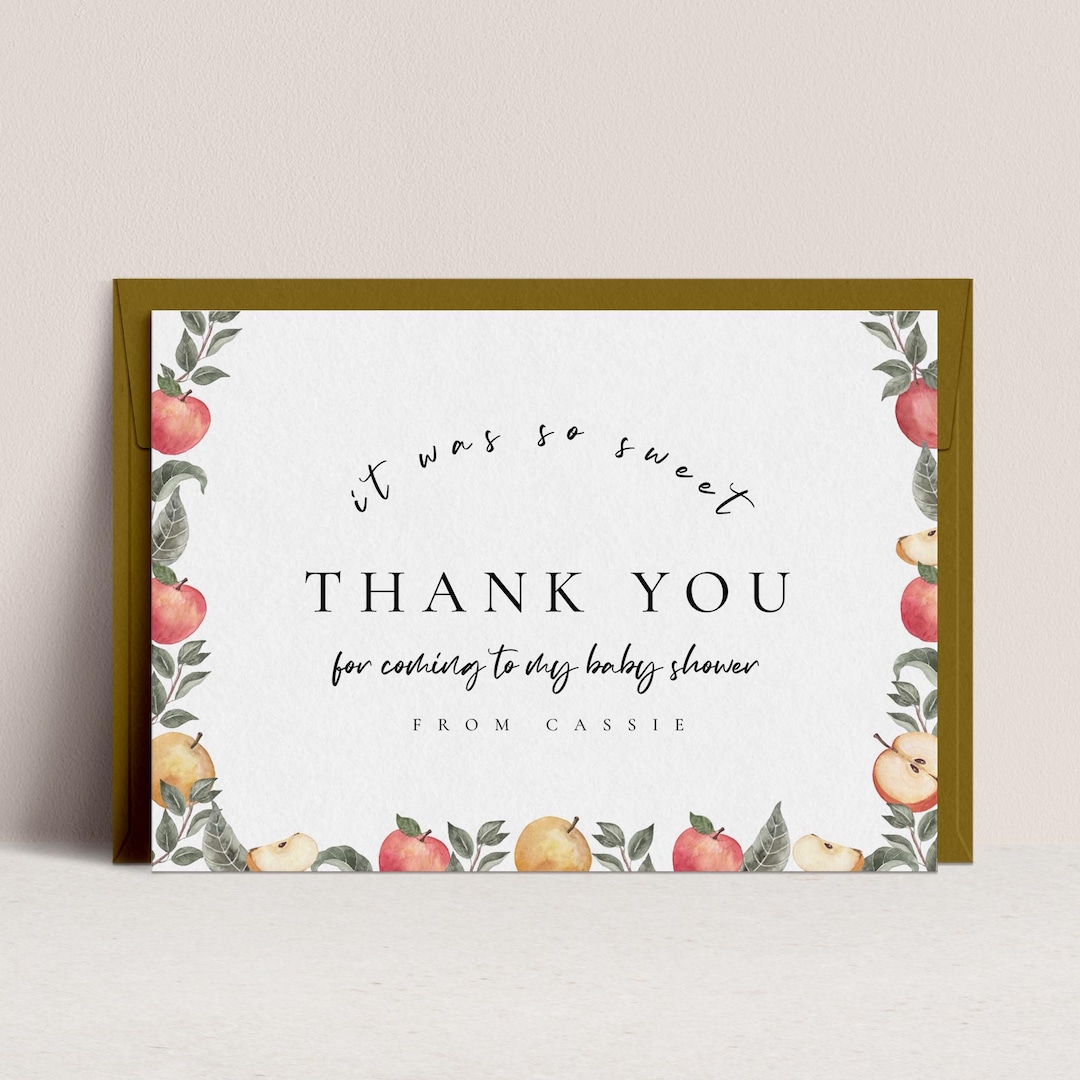 Apple Theme Baby Shower Thank You Card - Apple Thank You Card, Fall ...