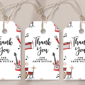 Music Birthday Favor Tag - Rock Birthday Party, Guitar Birthday Decor ...