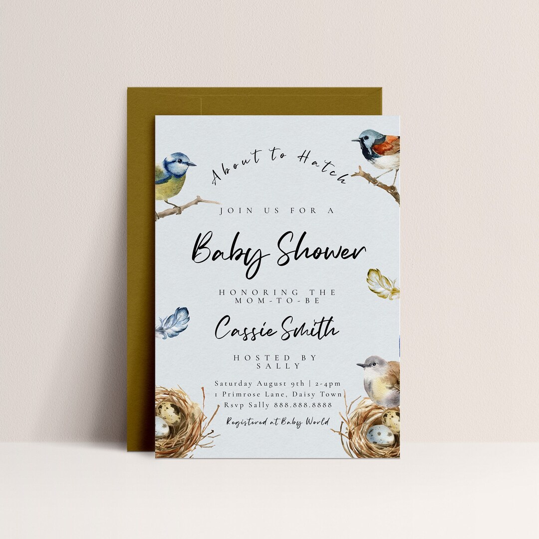 Bird Nest Baby Shower Invite -about to Hatch Baby Shower Invitation ...