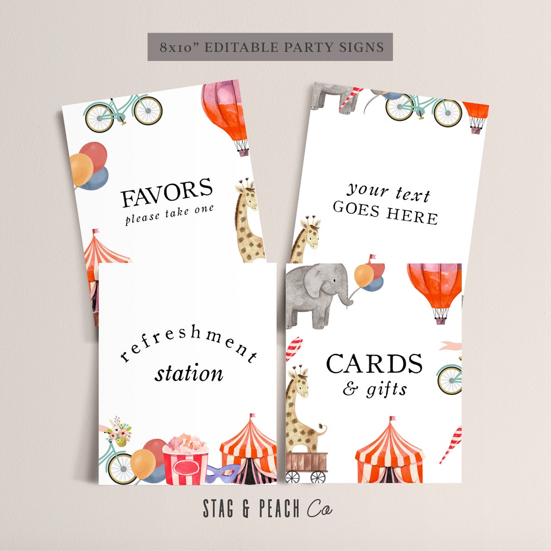 Circus Birthday Signs - Circus Theme Decorations, Circus Birthday ...