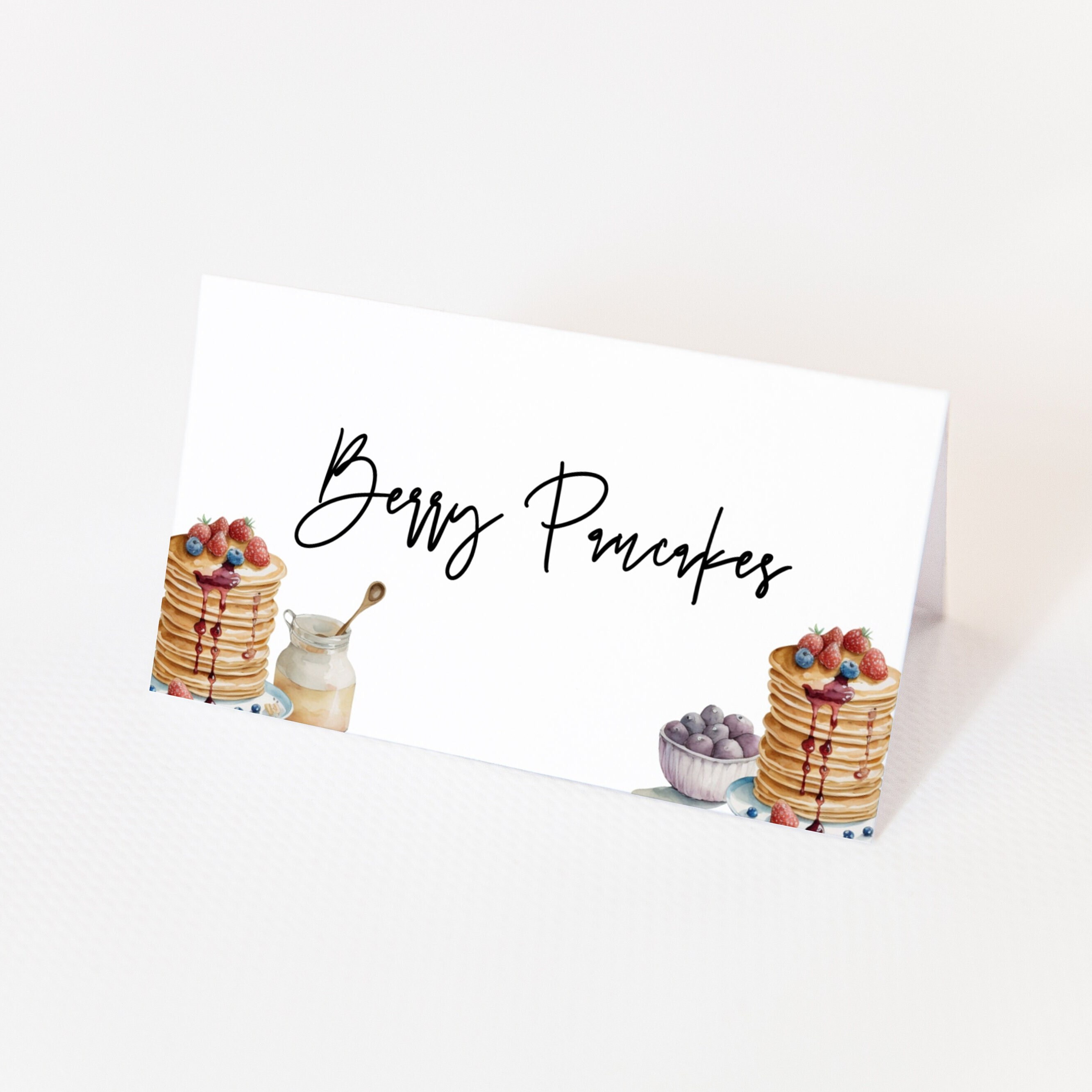 Pancake Place Cards - Brunch Food Label, Pancake Food Tent, Pancake ...