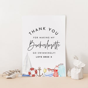 Nautical Thank You Card - Boat Bachelorette Decor, Cruise Bachelorette ...