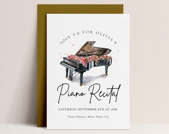 Piano Recital Invitation-piano Birthday Invitation, Musician Invitation ...