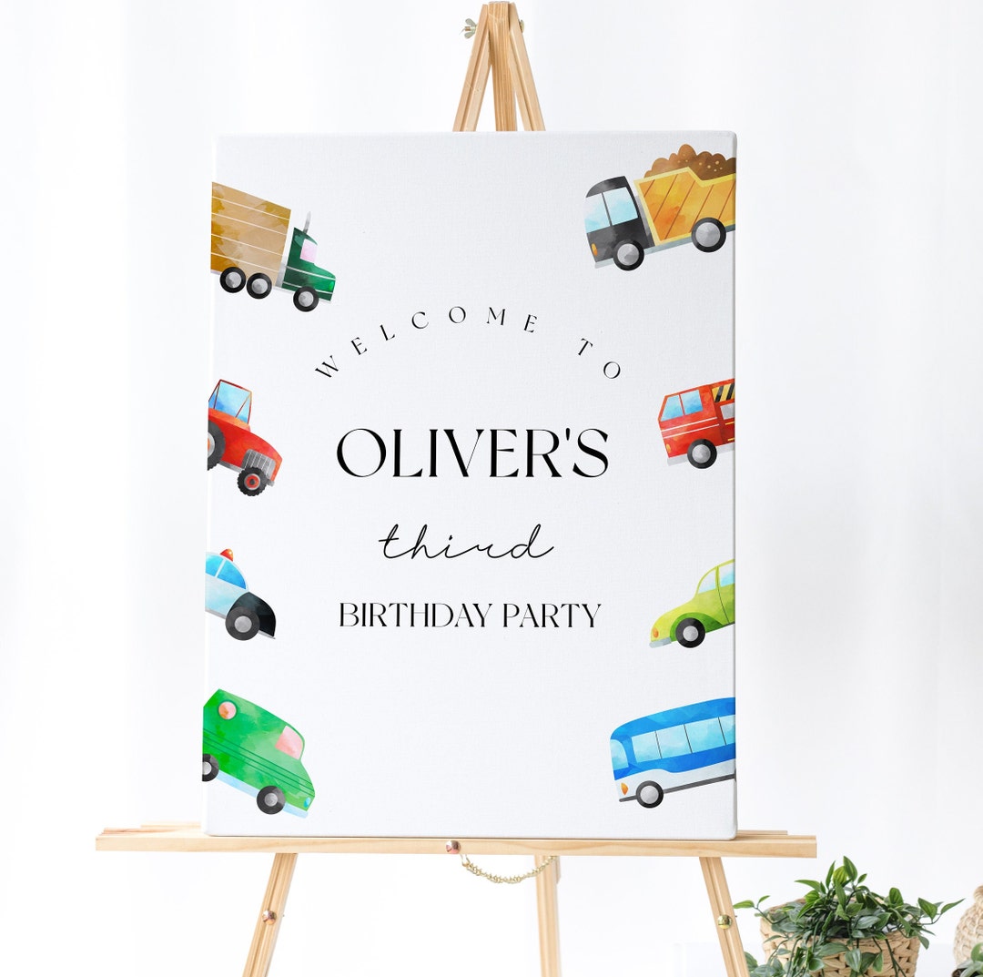 Transportation Birthday Welcome Sign - Transport Birthday Decorations ...
