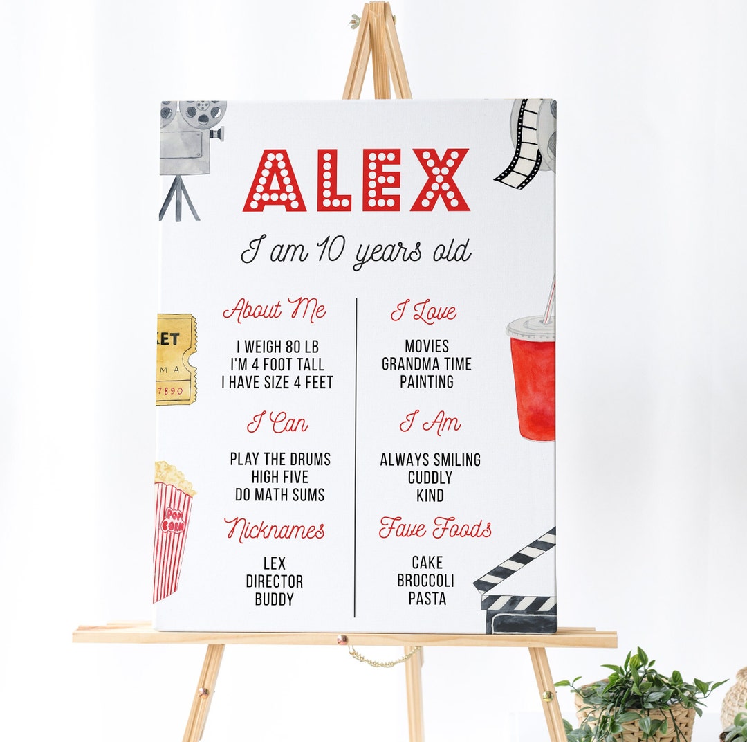 Movie Birthday Milestone Sign - Movie Banner, Movie Theme Decor, Cinema ...