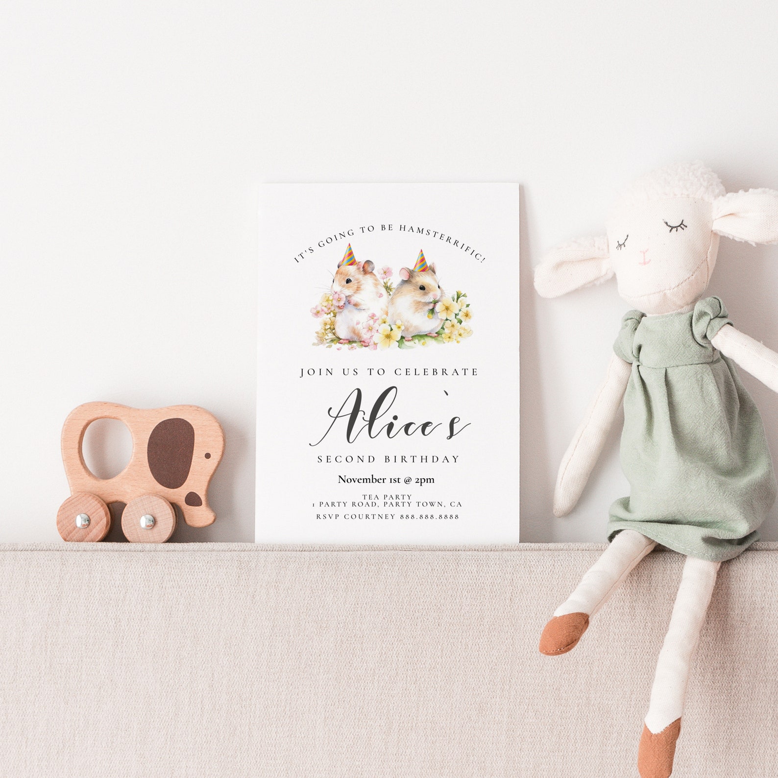 Hamster Birthday Invitation -cute Hamster Invitation, Pet Theme Party ...