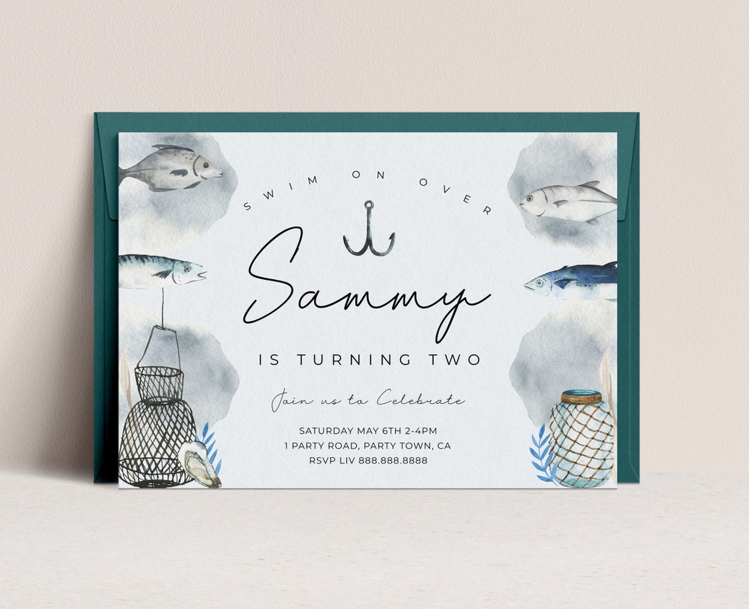Editable Fishing Birthday Party Invitation - Fishing Birthday Invite ...