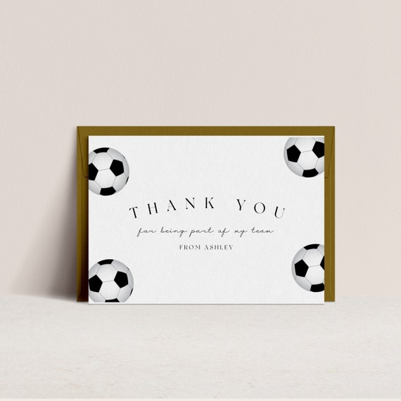 Soccer Thank You Card Template soccer Birthday Party Thank - Etsy