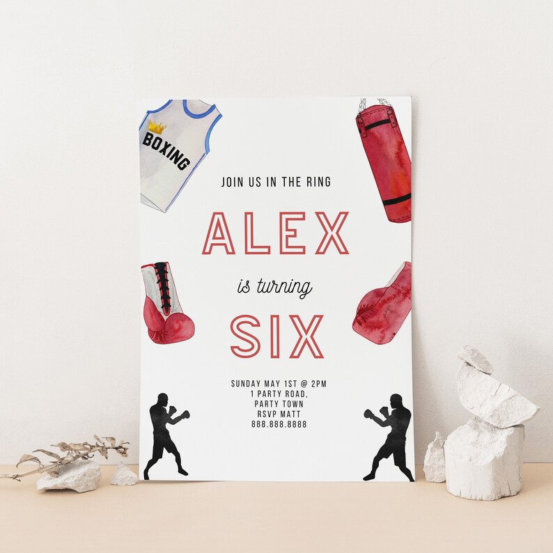 Boxing Invitation - Boxing Birthday Party Invitation, Boxing Party ...