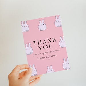 Bunny Birthday Thank You Card - Bunny Birthday Party, Easter Themed ...