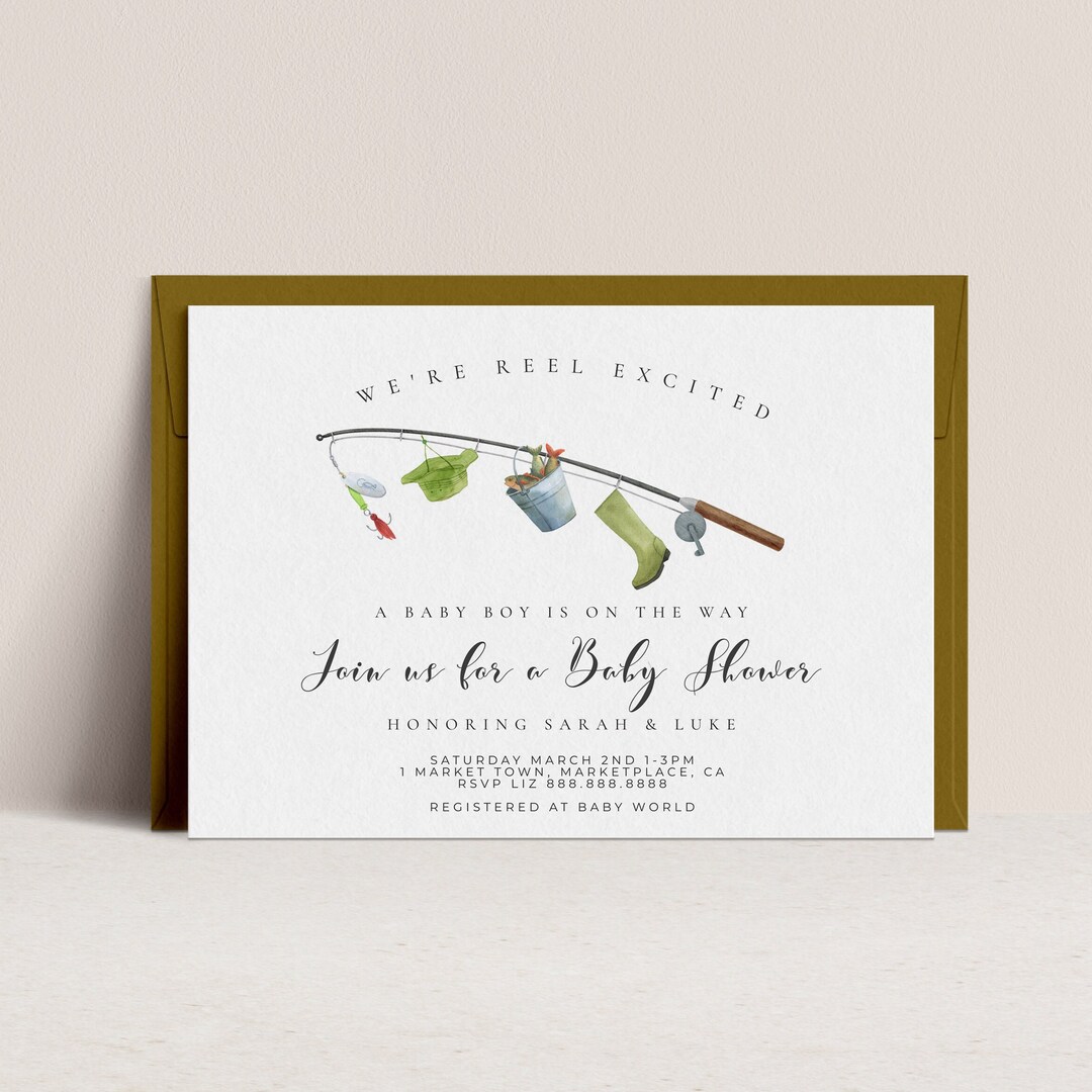 Fishing Baby Shower Invitation-fisherman Invitation Template, Boy Baby ...