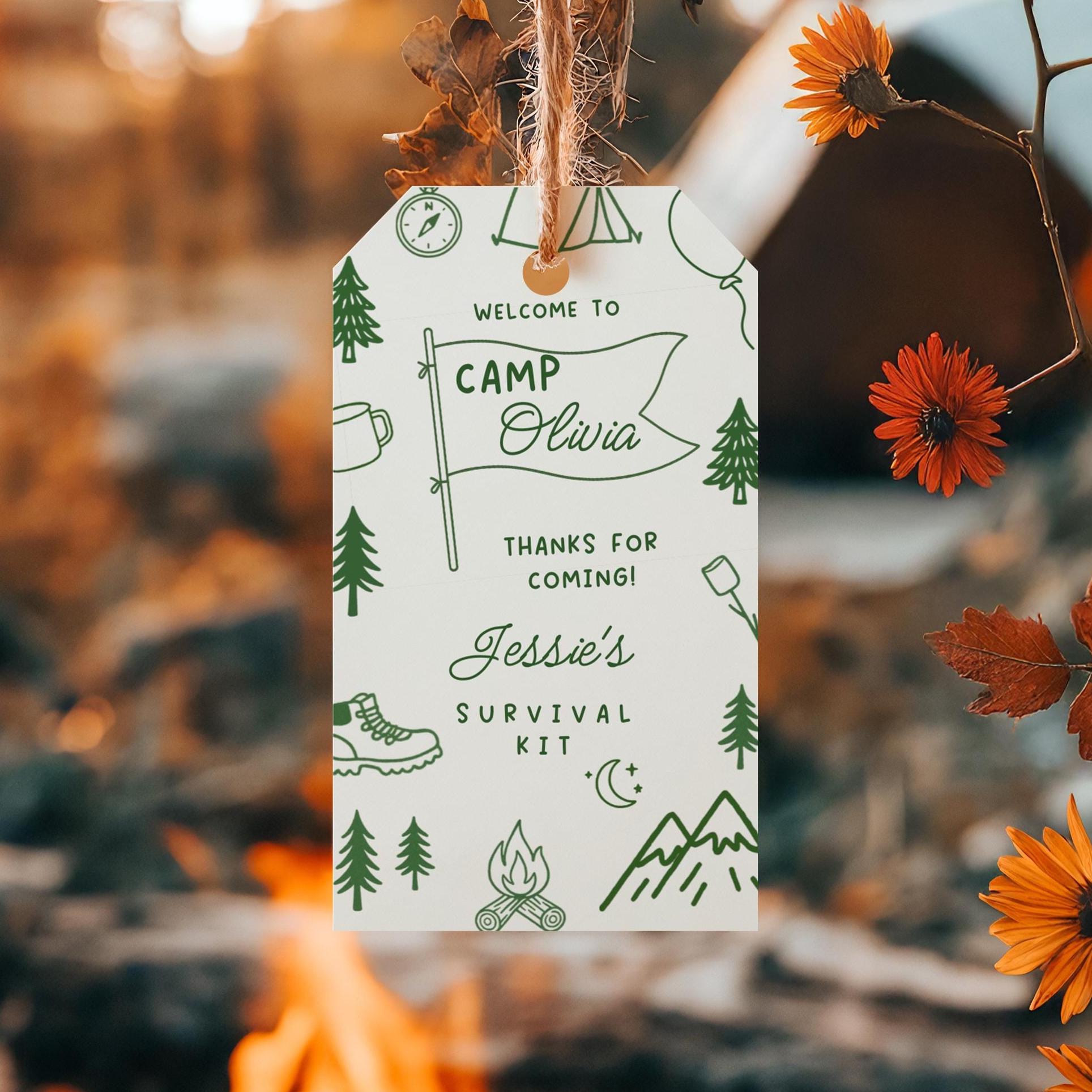 Camping Birthday Favor Tags - Camp Theme Gift Tags Decor, Camp Birthday ...