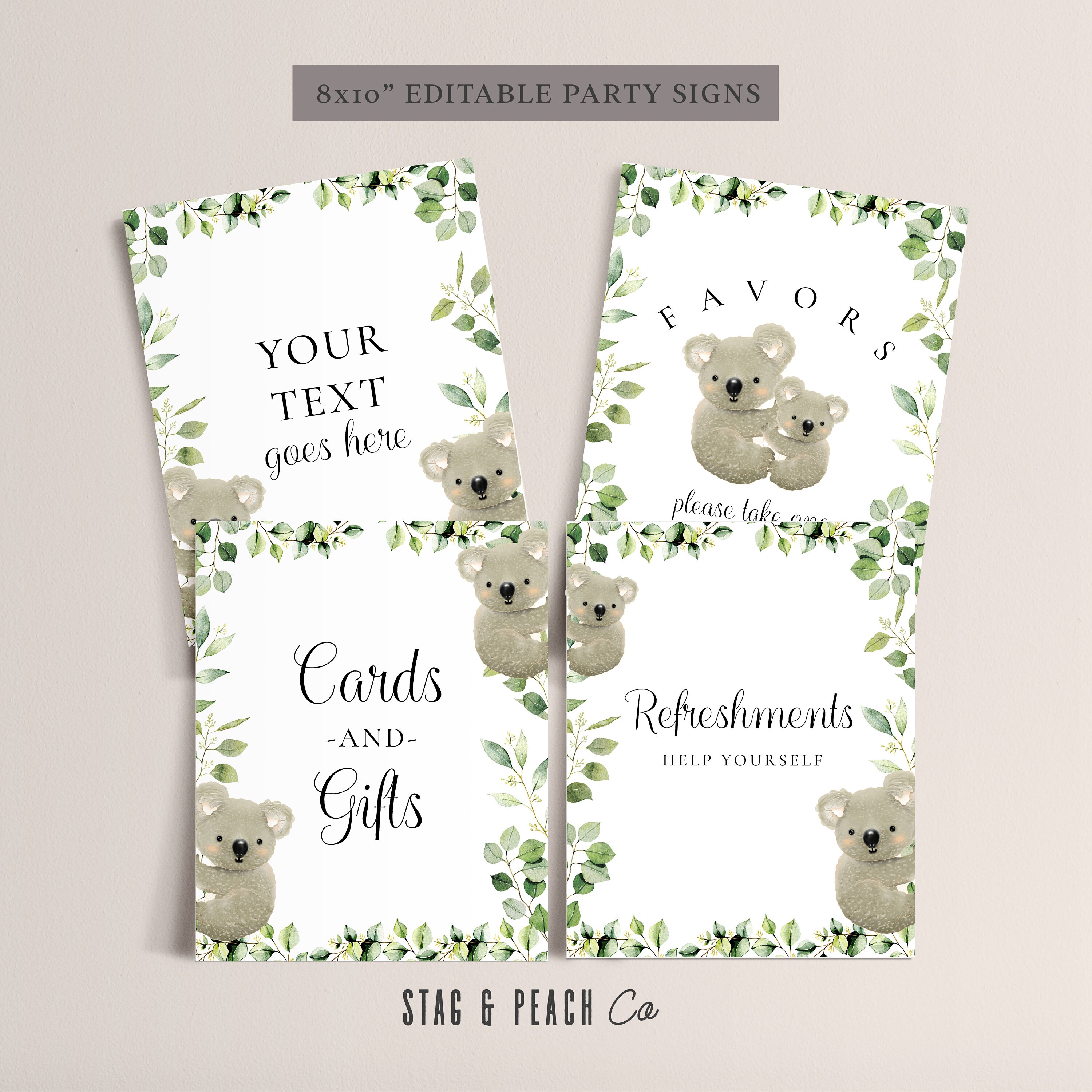 Koala Party Favor Tag-koala Party Decorations, Koala Birthday Party ...
