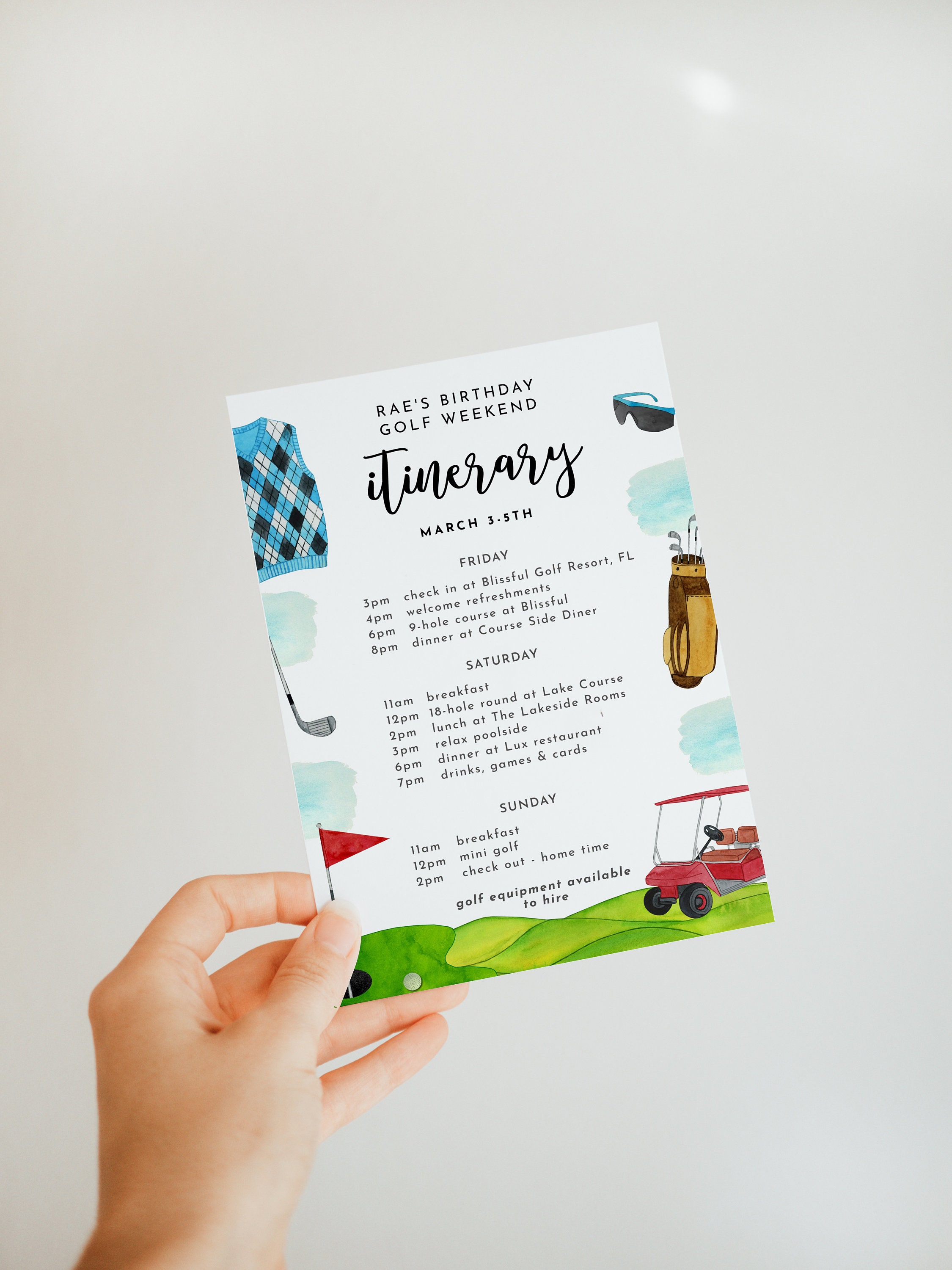 Golf Trip Planner Template - Editable Golf Itinerary, Golf Weekend ...