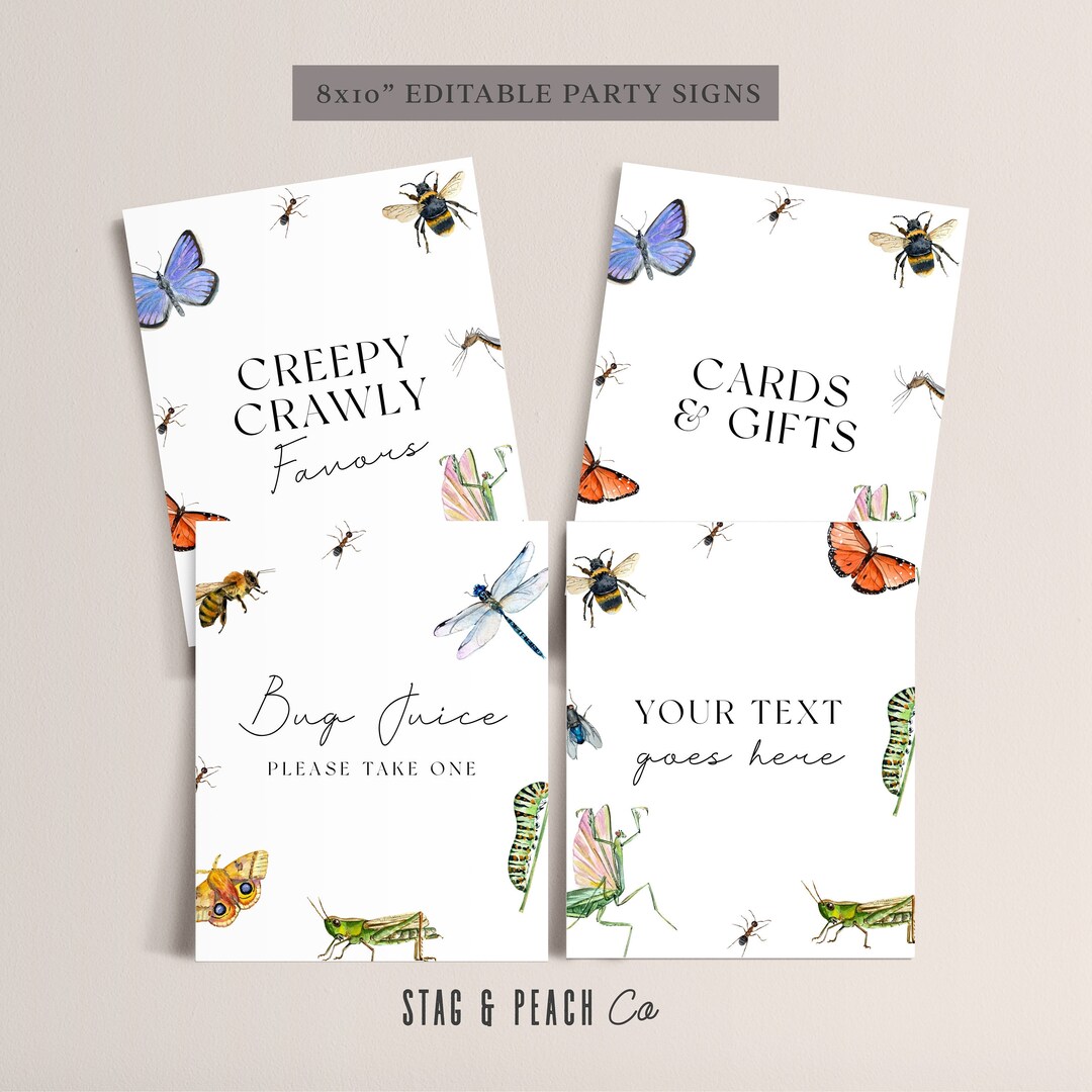 Bug Birthday Signs - Insect Party Decorations, Bug Birthday Decor ...