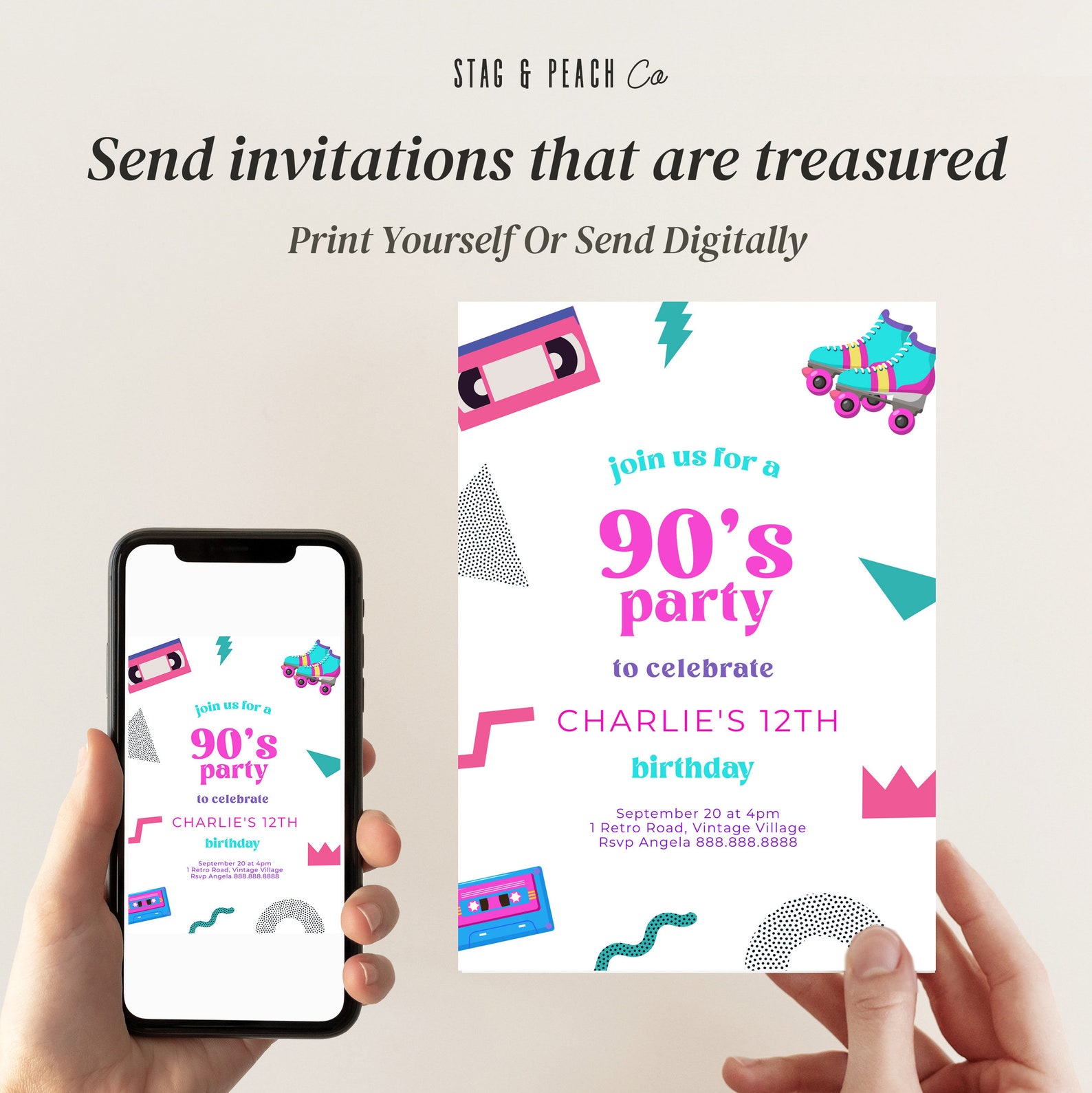 90's Party Invitation - 90s Birthday Invitation, 1990s Party Invite ...