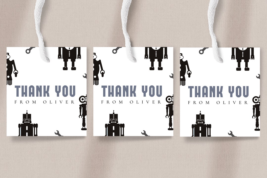 Robot Birthday Favor Tags-editable Robot Theme Toddler Birthday ...