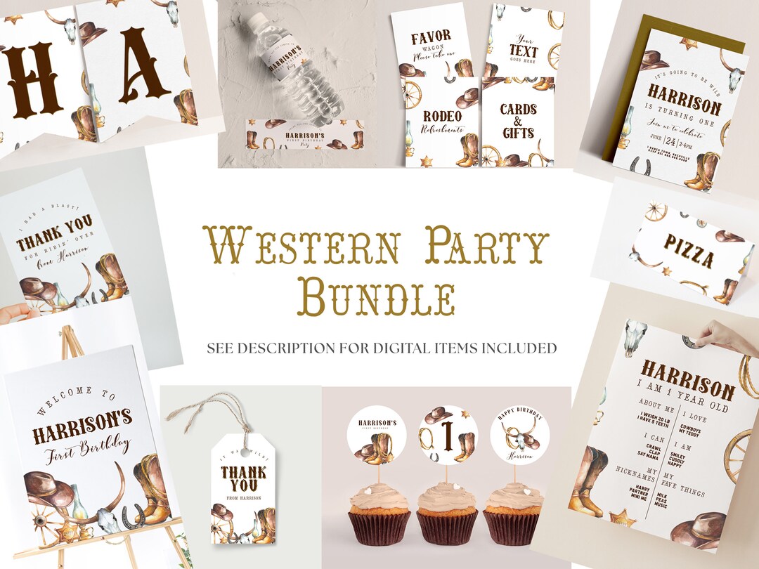 Western Party Decor Bundle - Rodeo Birthday Decorations, Cowboy Party ...