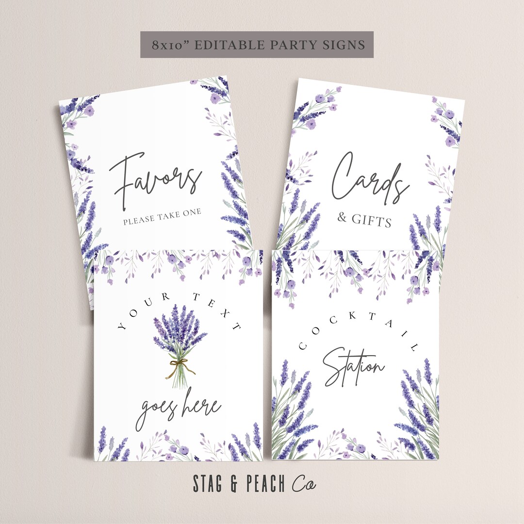 Lavender Bridal Shower Signs 8x10" - Lavender Banner, Purple Bridal ...