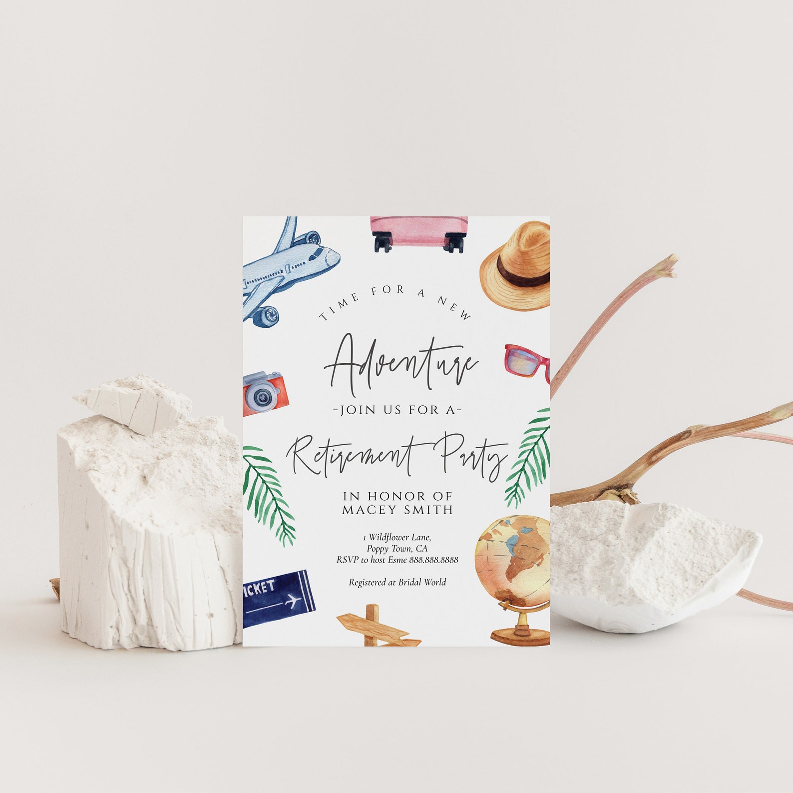 Travel Retirement Party Invitation Template - Adventure Theme ...