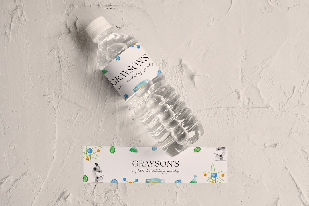 Science Party Water Bottle Label - Science Birthday Theme, Boys Science ...