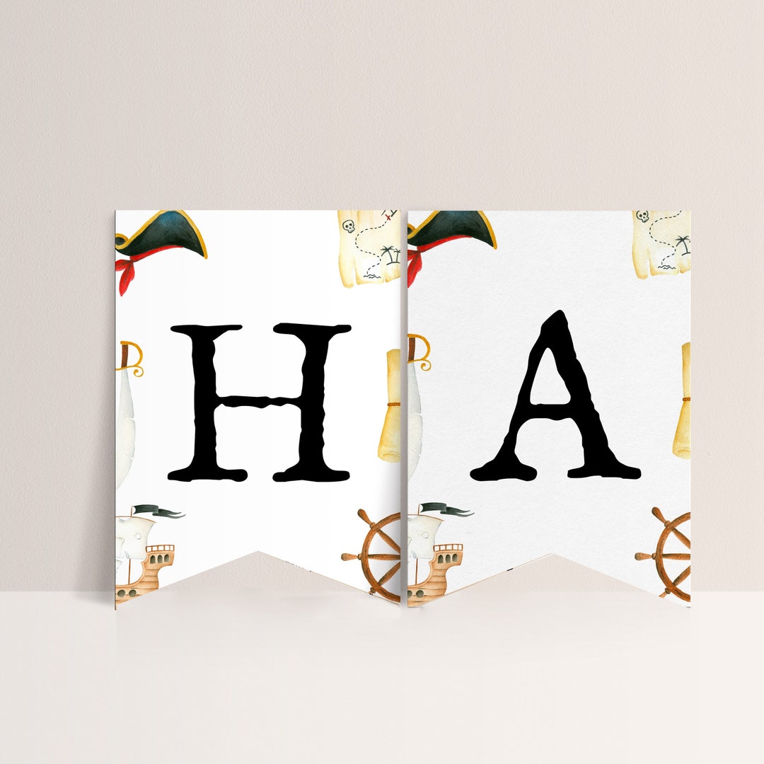 Pirate Birthday Banner - Editable Pirate Birthday Decorations, Pirate ...