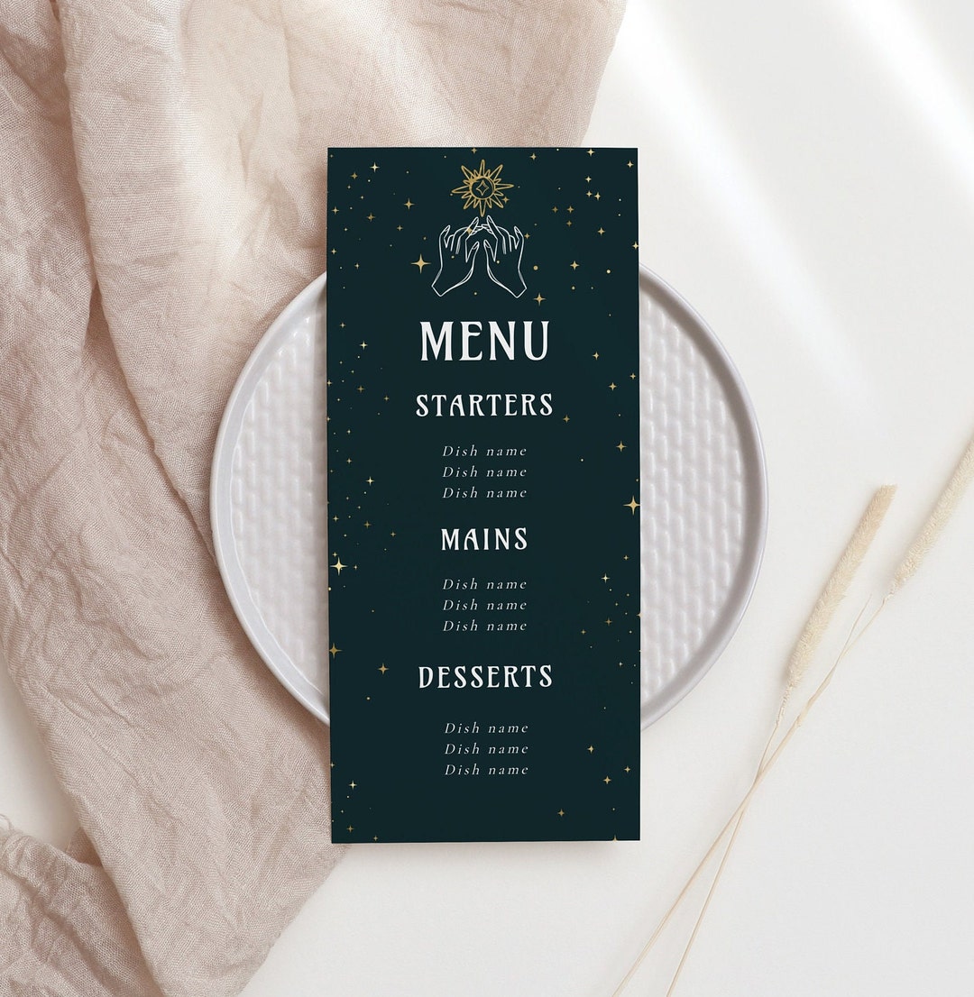 Celestial Menu - Star Wedding Theme, Moon Theme Decor, Tarot Card ...