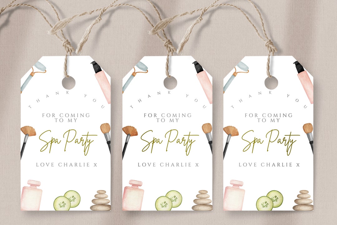 Spa Party Favor Tag - Spa Party Thank You Tag, Spa Birthday Tag Girl ...