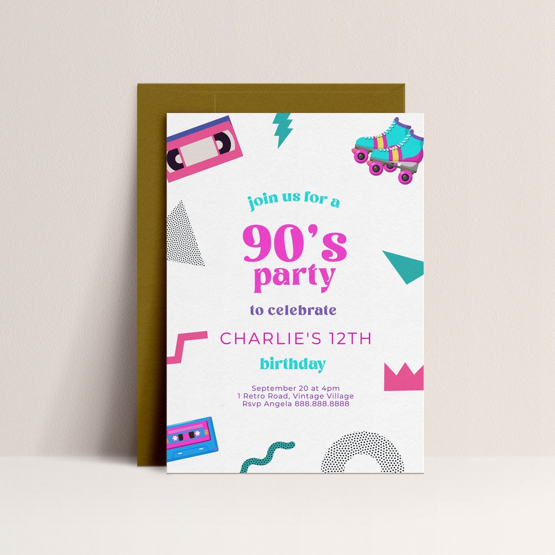 90's Party Invitation - 90s Birthday Invitation, 1990s Party Invite ...